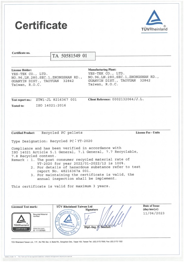 TUV certification - PC - Certif. - Yes-Tek CO., LTD.